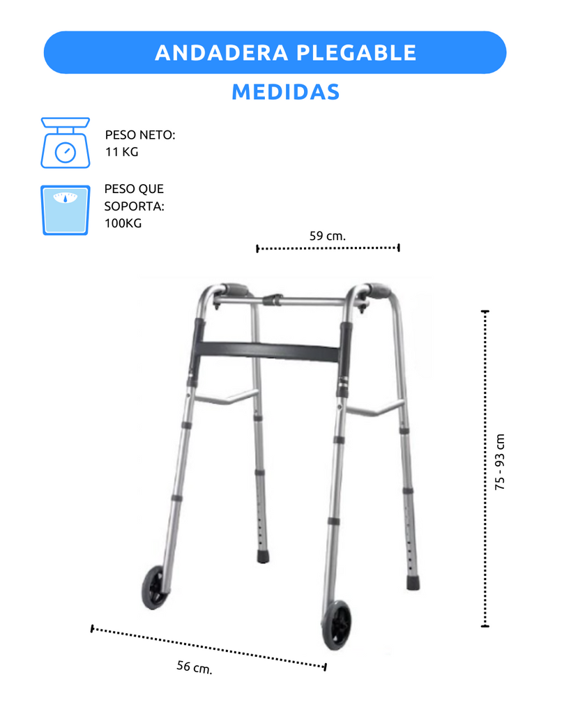 Andadera Plegable con Ruedas – Abuelo Cómodo